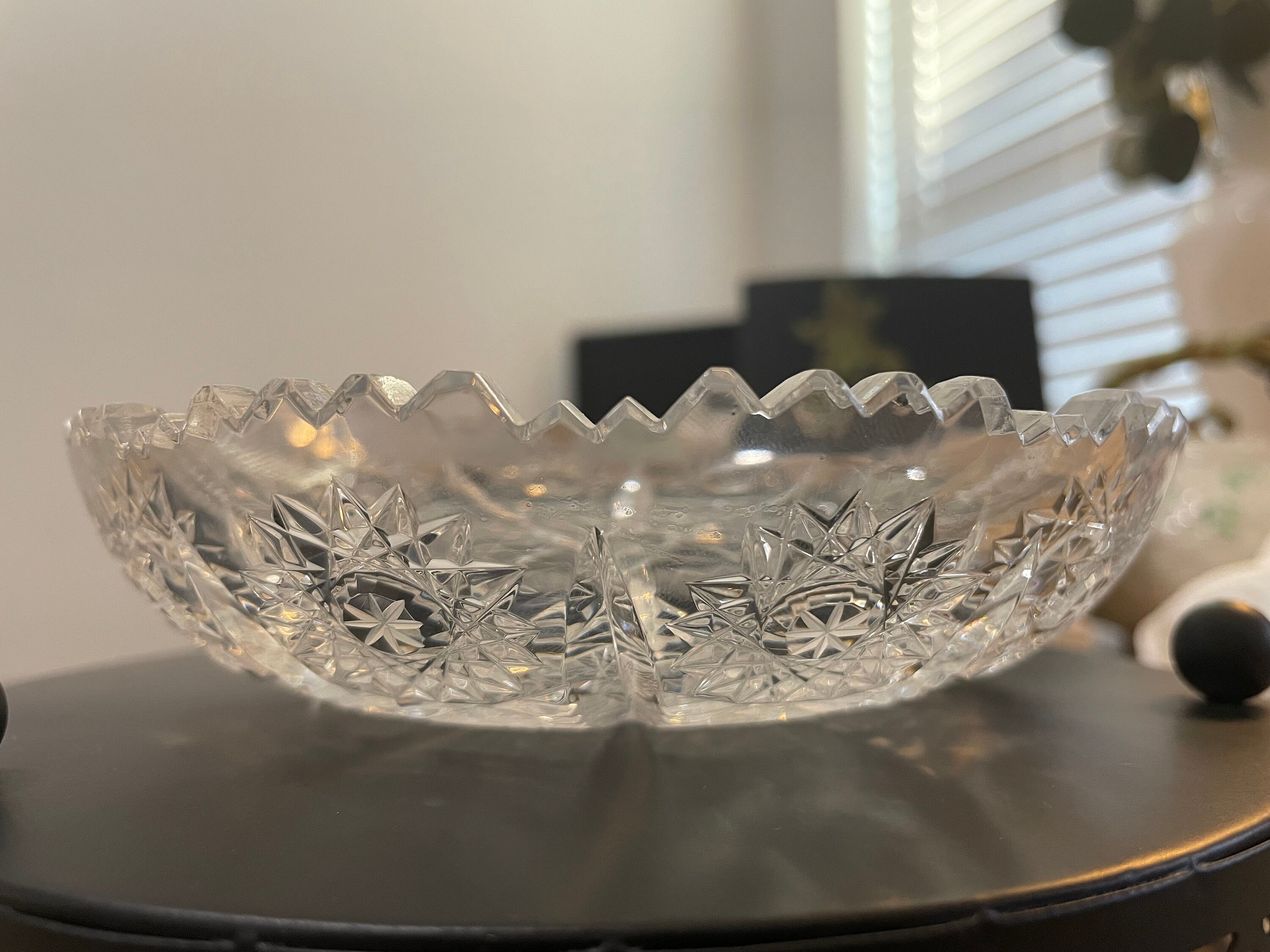 Queen Lace Bohemia Crystal Dish 5 1/2 Wide Sawtooth Scalloped Edge ...