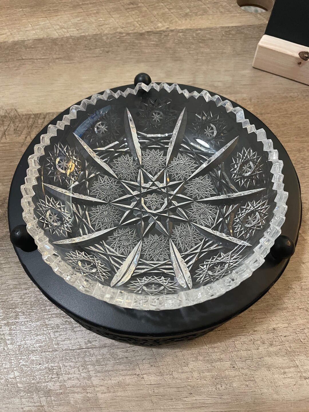 Queen Lace Bohemia Crystal Dish 5 1/2 Wide Sawtooth Scalloped Edge ...