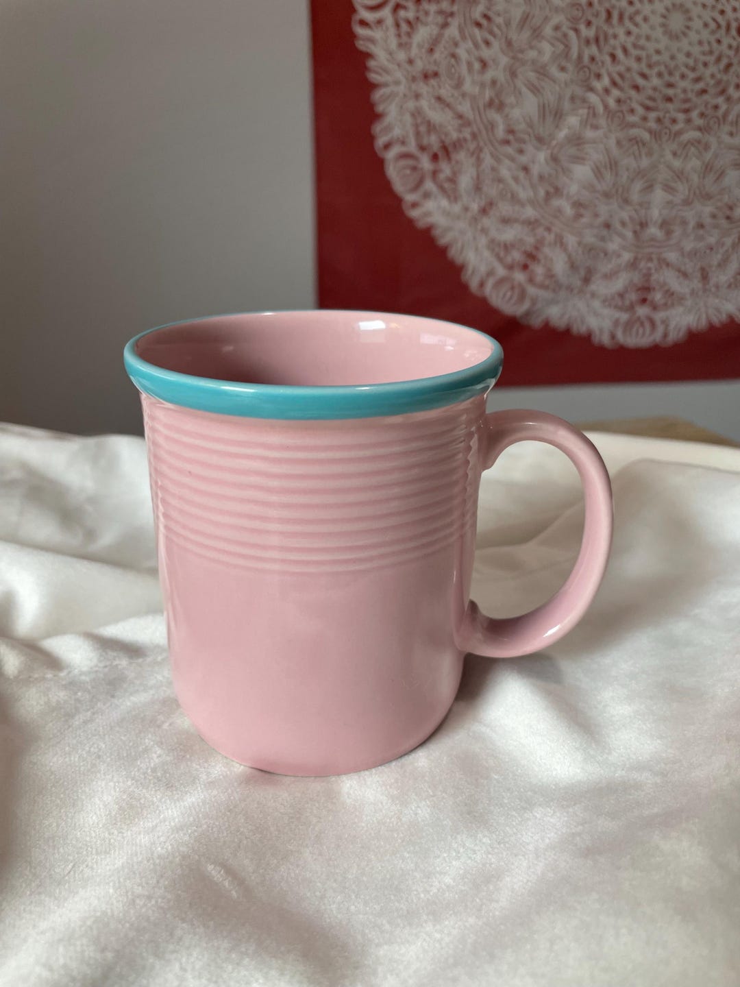 Rio Mugs , 4 Piece 10oz Pink Turquoise Mugs, Vintage Rio Mugs, Pink ...