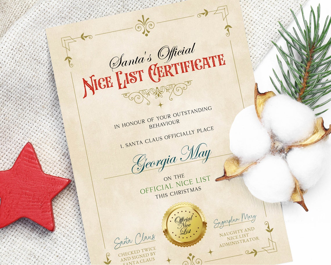 Editable Santa Letter Printable Nice List Certificate Santa - Etsy