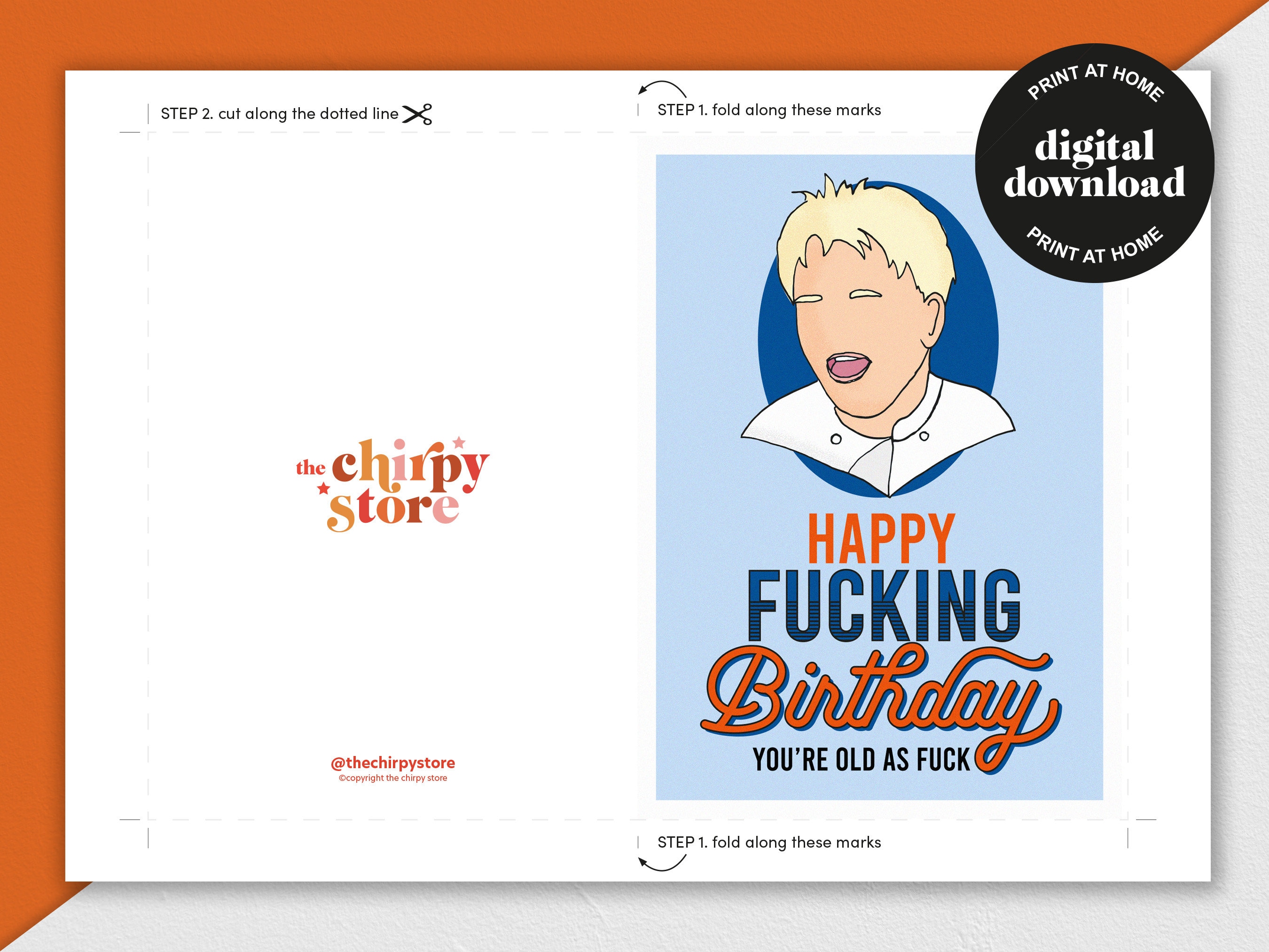 Gordon Ramsay Birthday Card Printable Card Digital Card Downloadable ...