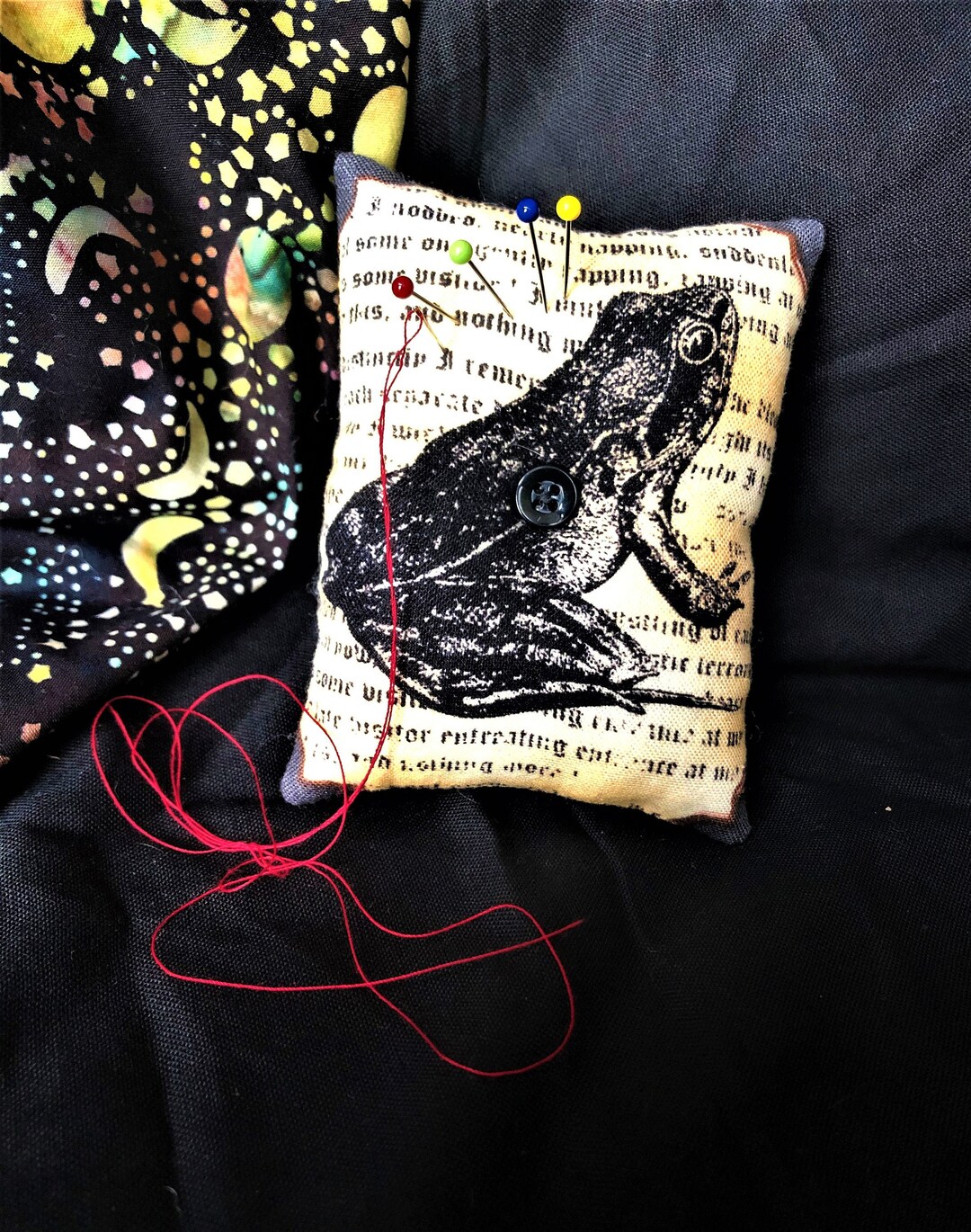 Small Frog Pincushion With Button Gothic Animal - Etsy