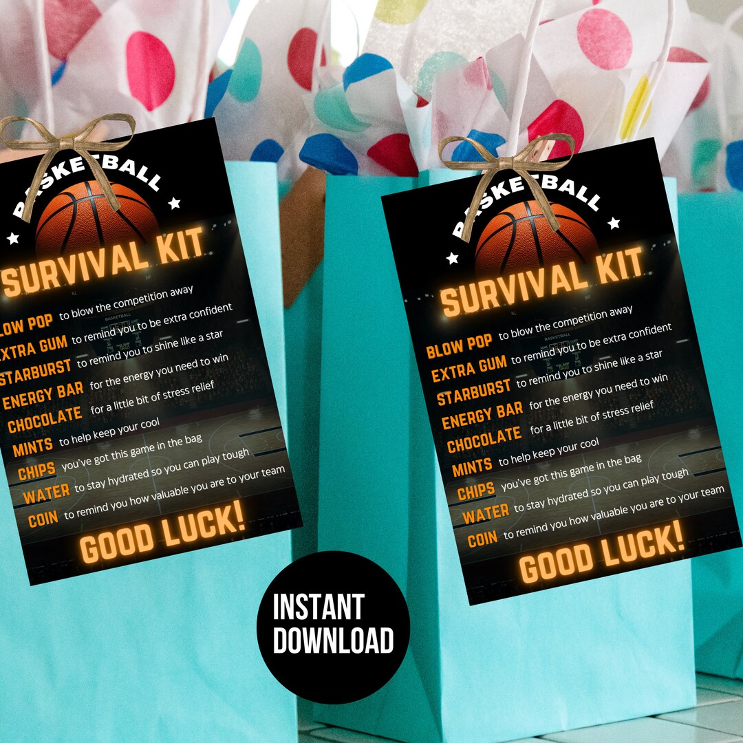 Basketball Competition Survival Kit Bag Tag Printable Good Luck Gift ...