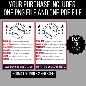 Instant Download Tball Snack Ideas Baseball Snacks for Team Treat Bags ...