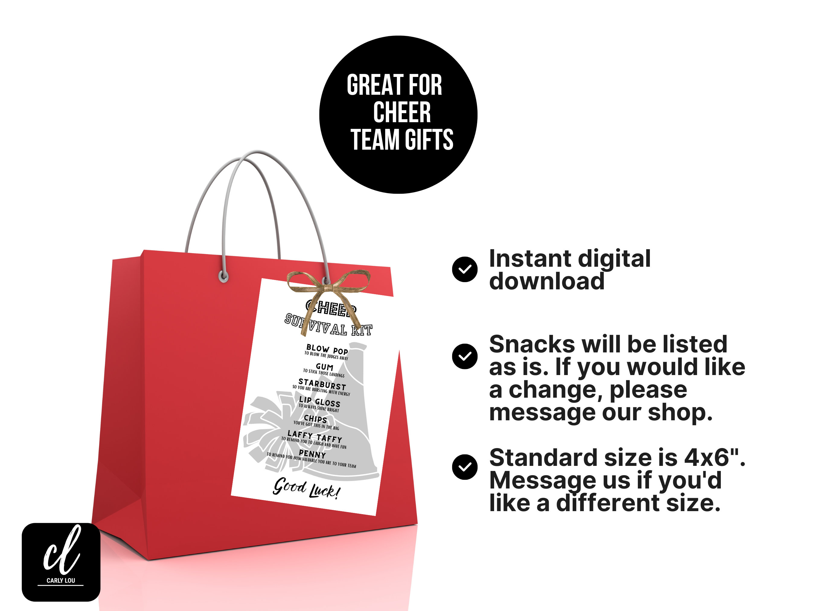 Cheer Survival Kit Bag Tag for Cheer Gift Bags Cheer Team Gift Tags ...