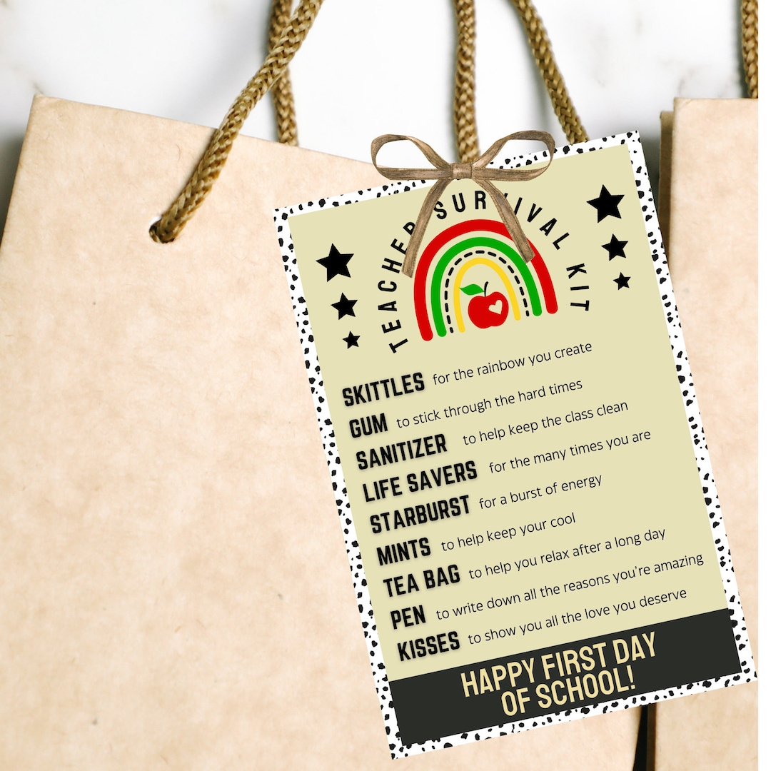 Teacher Survival Kit Printable Gift Tag Back to School Teacher ...
