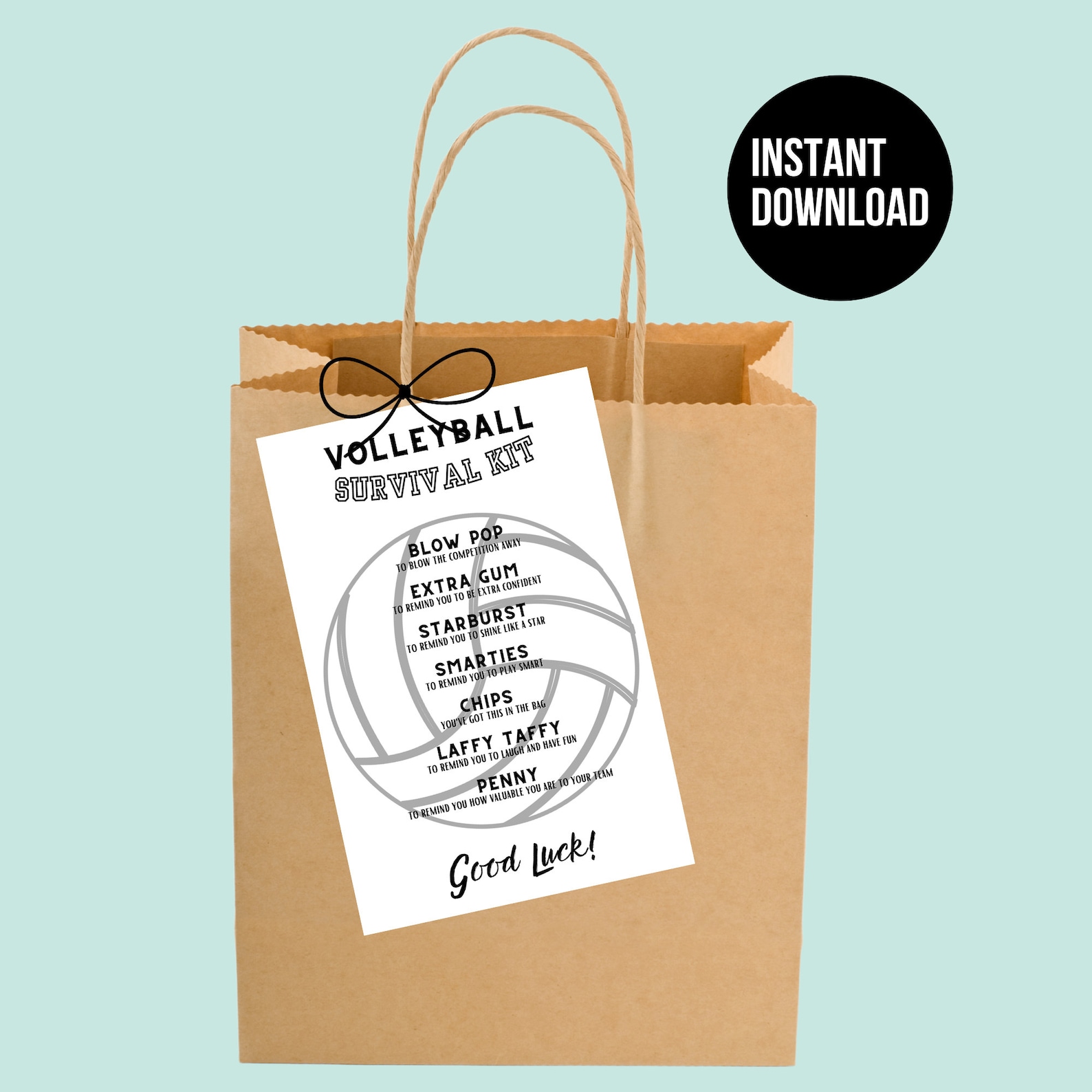 Instant Download Volleyball Team Gift Tag Printable Volleyball Survival ...
