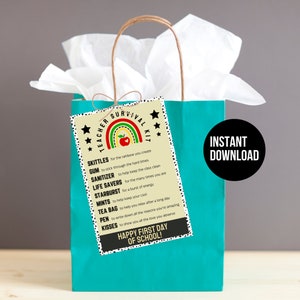 Teacher Survival Kit Printable Gift Tag Back to School Teacher ...