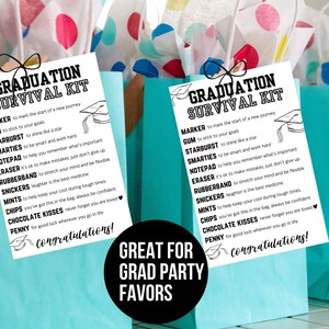 Graduation Survival Kit Gift Tags Graduation Party Favors High School ...