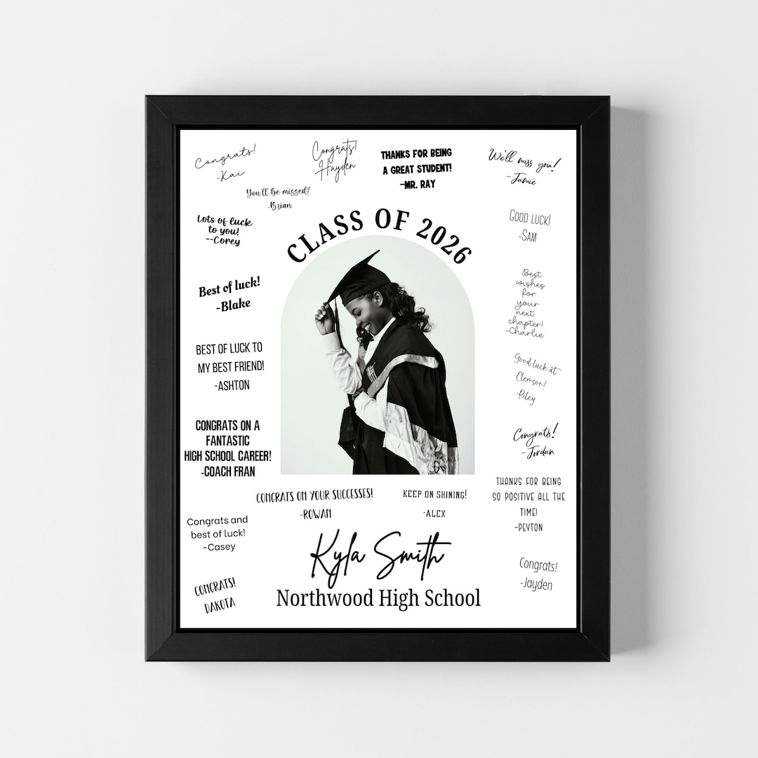 Class of 2026 Photo Poster Senior Gift, Black and White Graduation ...