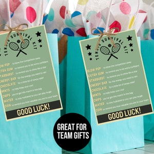 Survival Kit Tennis Bag Tag Printable Good Luck Gift Tennis Team Gifts ...