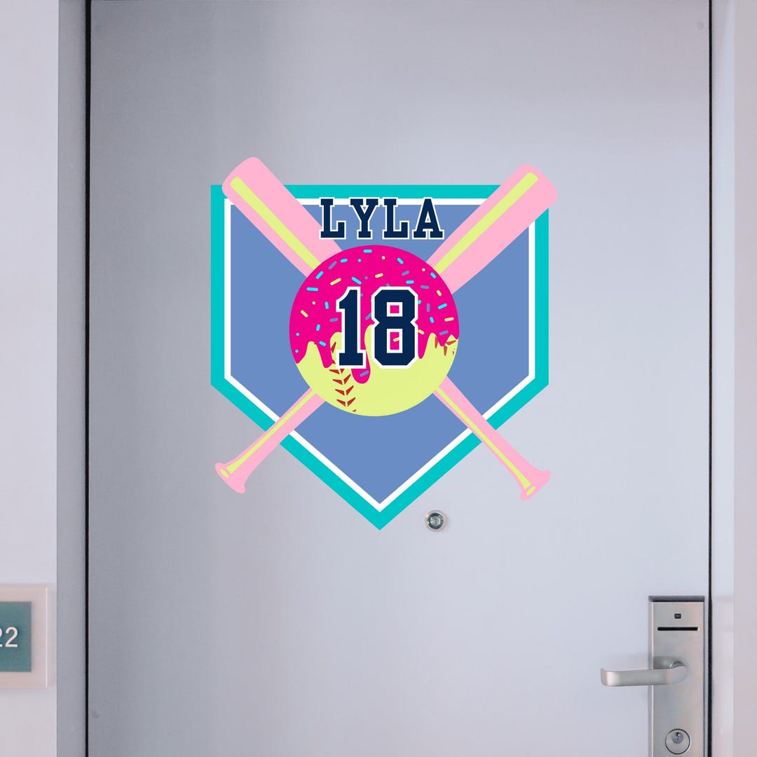 Softball Drip Ice Cream Drip Softball Door Hanger Signs Hotel Softball ...