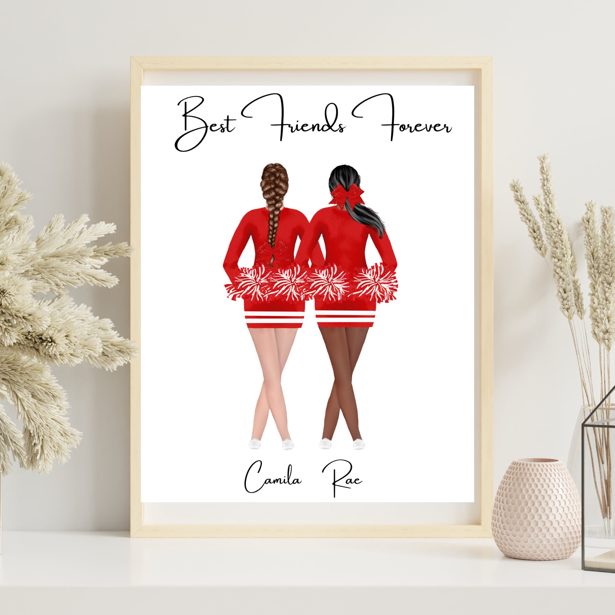 Personalised Cheerleader Best Friends Print Custom Cheer Besties Gift ...