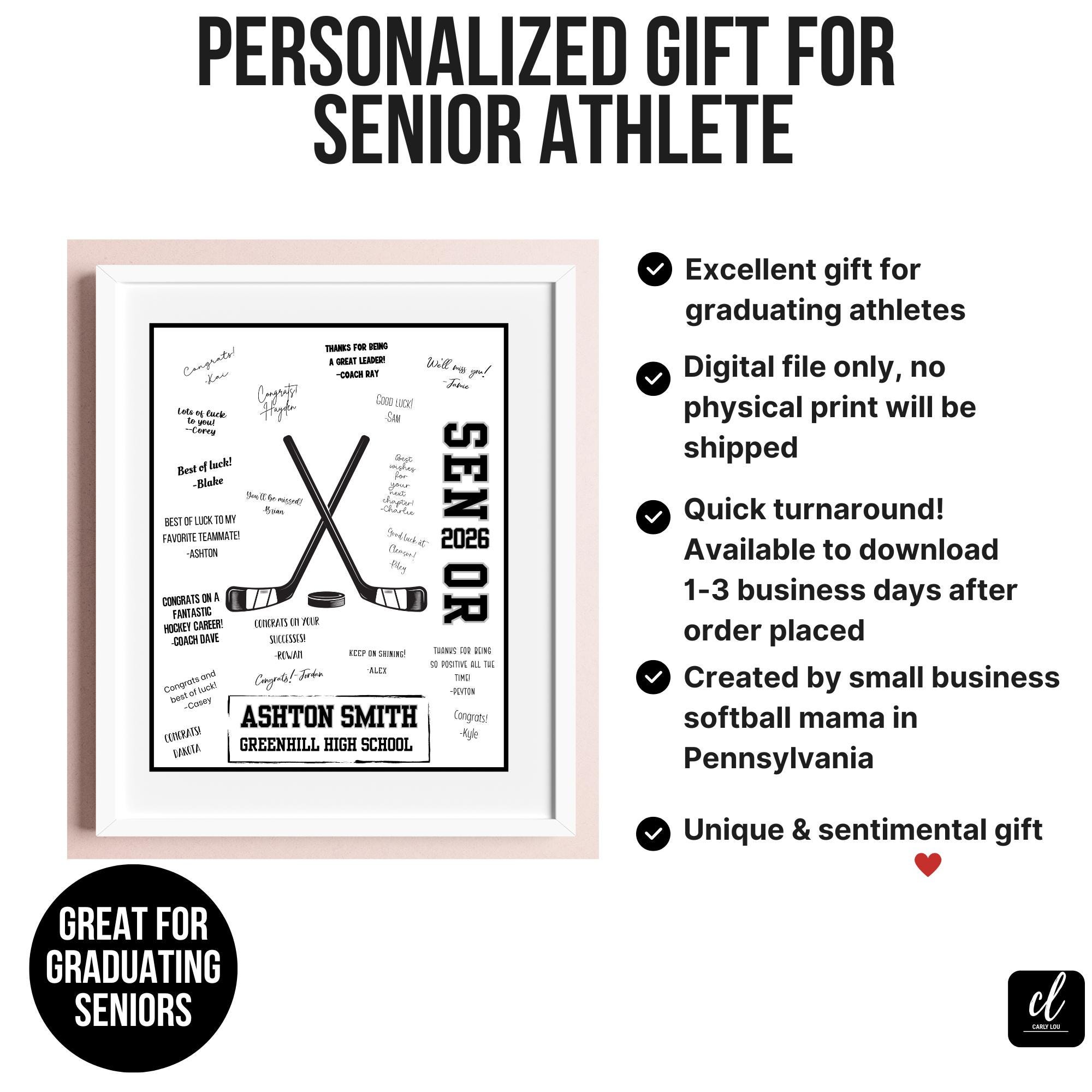 Ice Hockey Senior Poster, Personalized Senior Night Sign, Hockey Senior ...