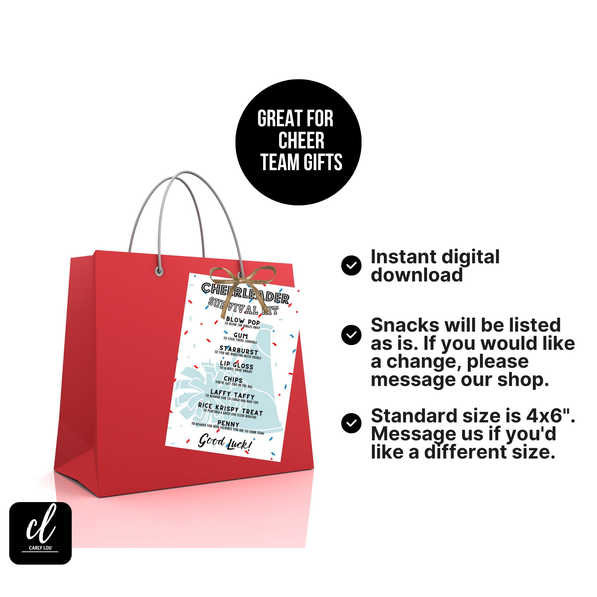 Cheerleading Competition Survival Kit Bag Tag for Cheer Gift Bags Cheer ...