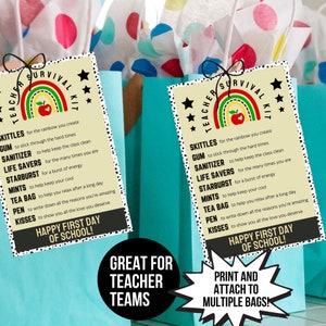 Teacher Survival Kit Printable Gift Tag Back to School Teacher ...
