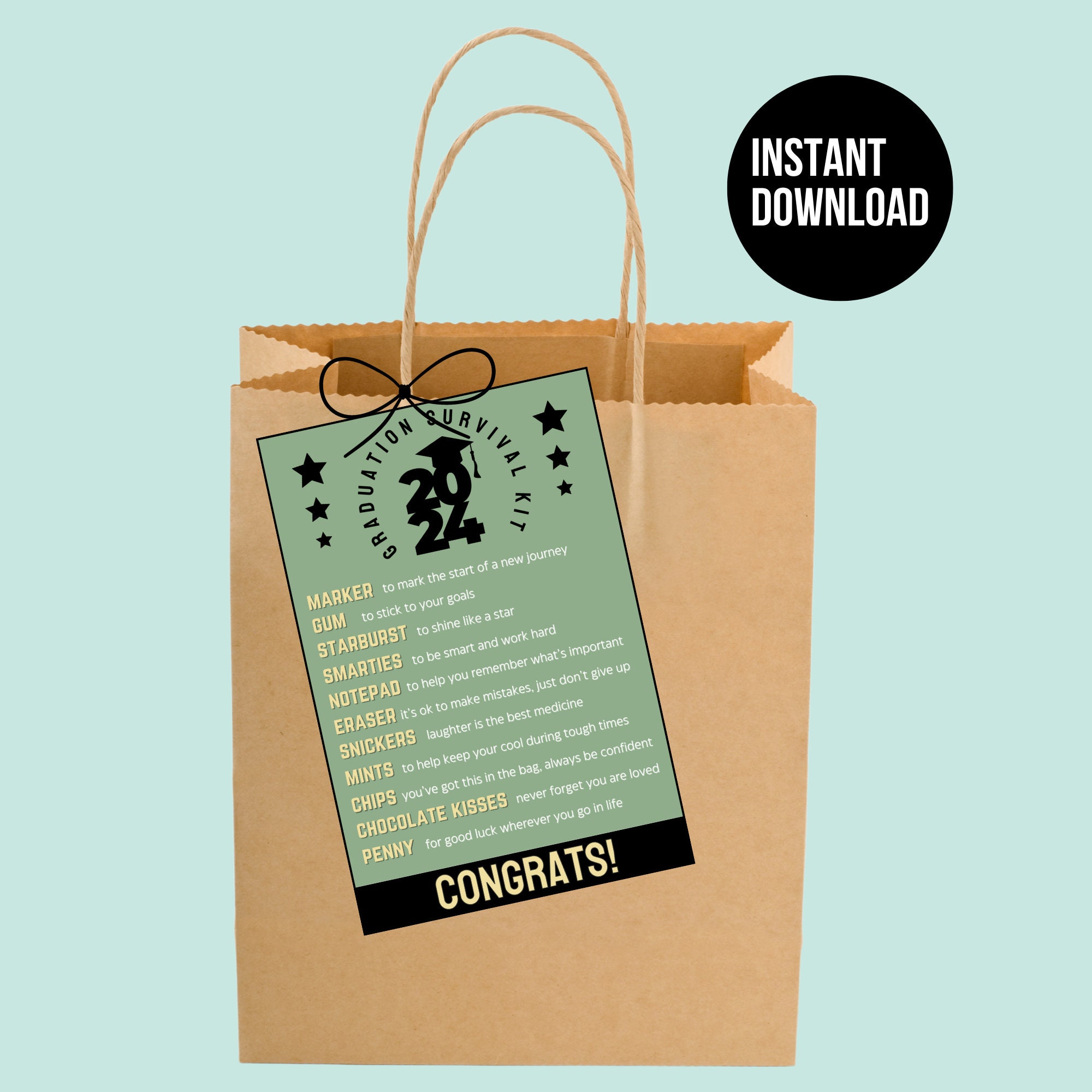 Graduation Survival Kit Printable Gift Tags Graduation Party Favors ...