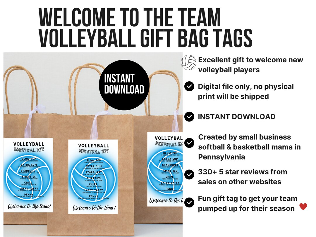 Instant Download Volleyball Team Gift Tag Printable Welcome to Team ...