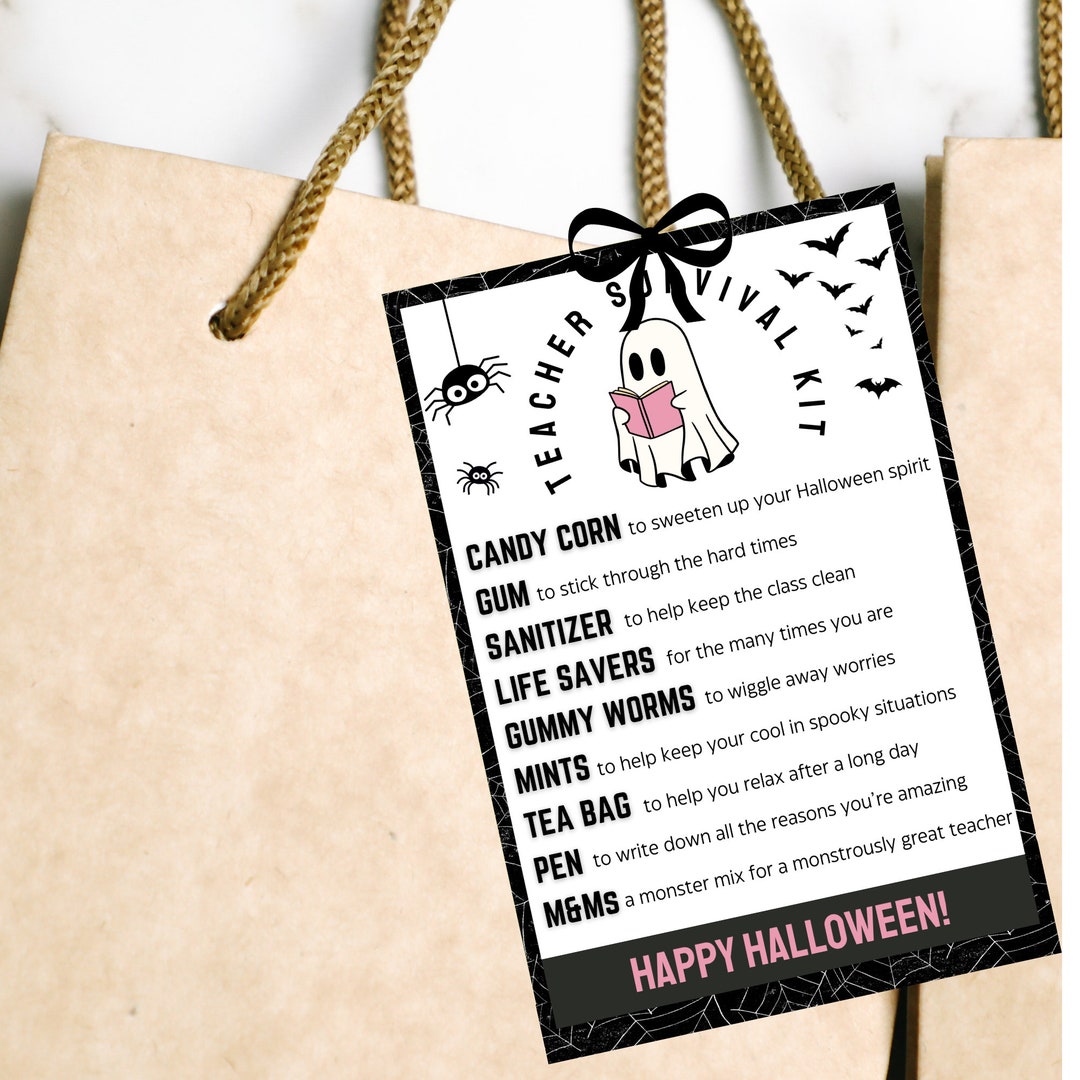 Halloween Teacher Survival Kit Gift Tags Teacher Appreciation Gift Bag ...