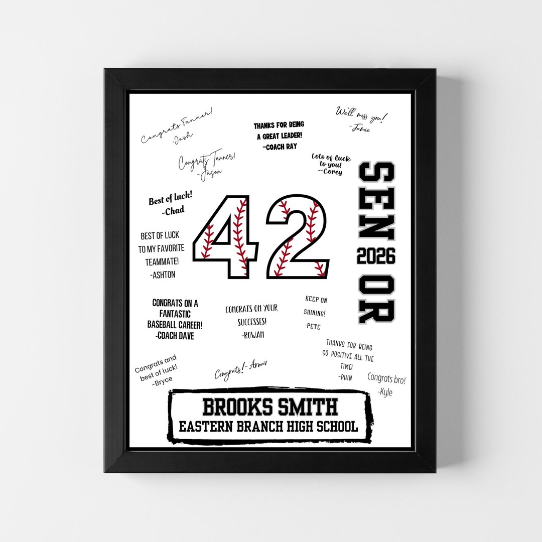 Personalized Baseball Number Poster, Senior Night Baseball Sign, Custom ...