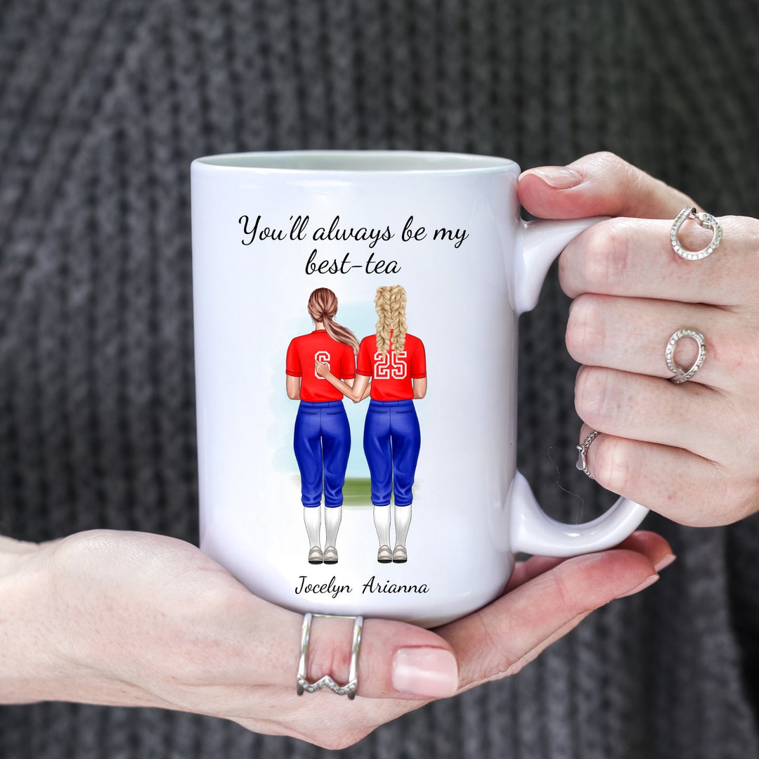 Custom Softball Best Friends Mug, Custom Bestie Mug Personalized Best ...