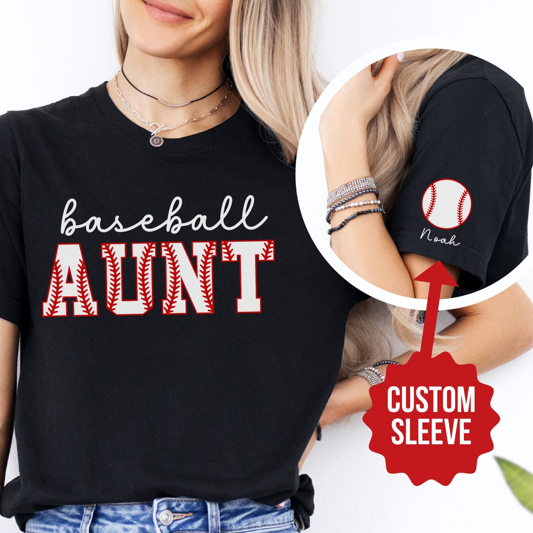 Baseball Aunt Shirt Aunt Tshirt Personalized Sleeve With Baseball ...