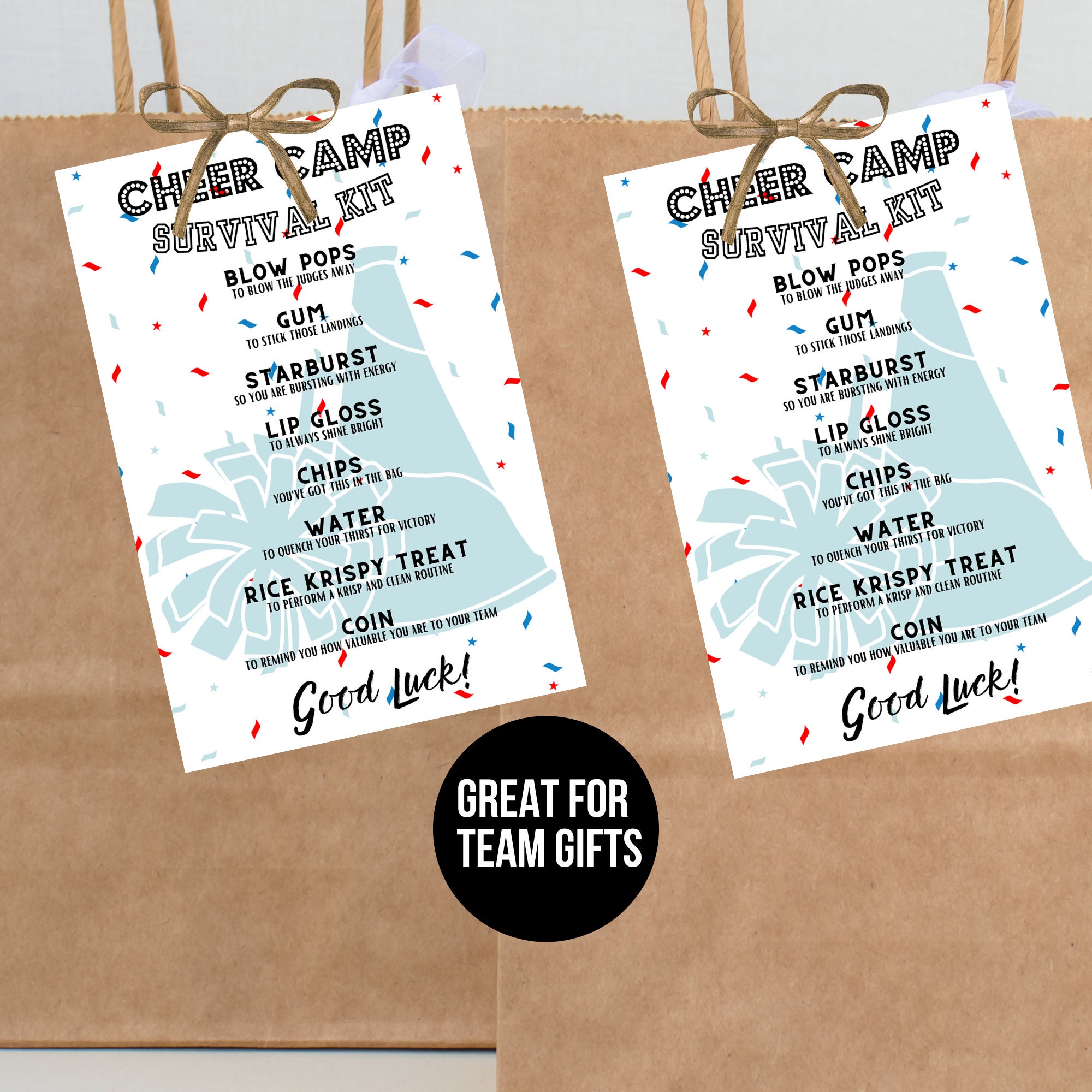 Cheer Camp Survival Kit Printable Bag Tag for Cheer Gift Bags Cheer ...