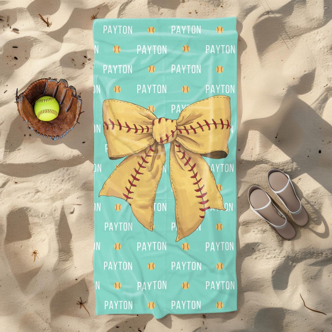 Personalized Softball Beach Towel, Softball Gifts for Girls, Softball ...