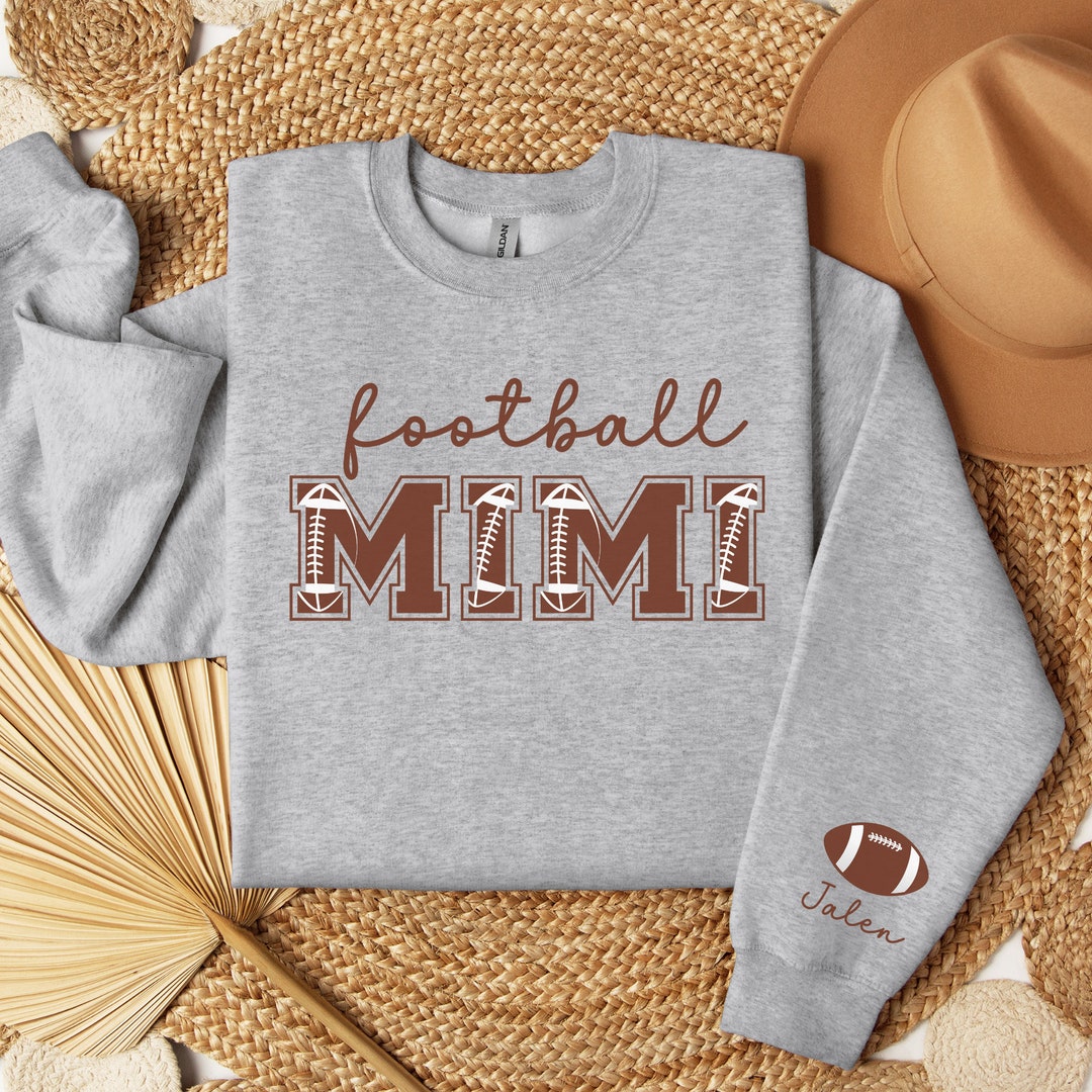 Football Mimi Sweatshirt Kids Name on Sleeve Custom Football Grandma ...