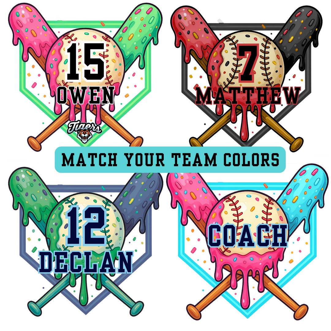 Custom Baseball Ice Cream Drip Baseball Door Hang Downloadable Ice ...