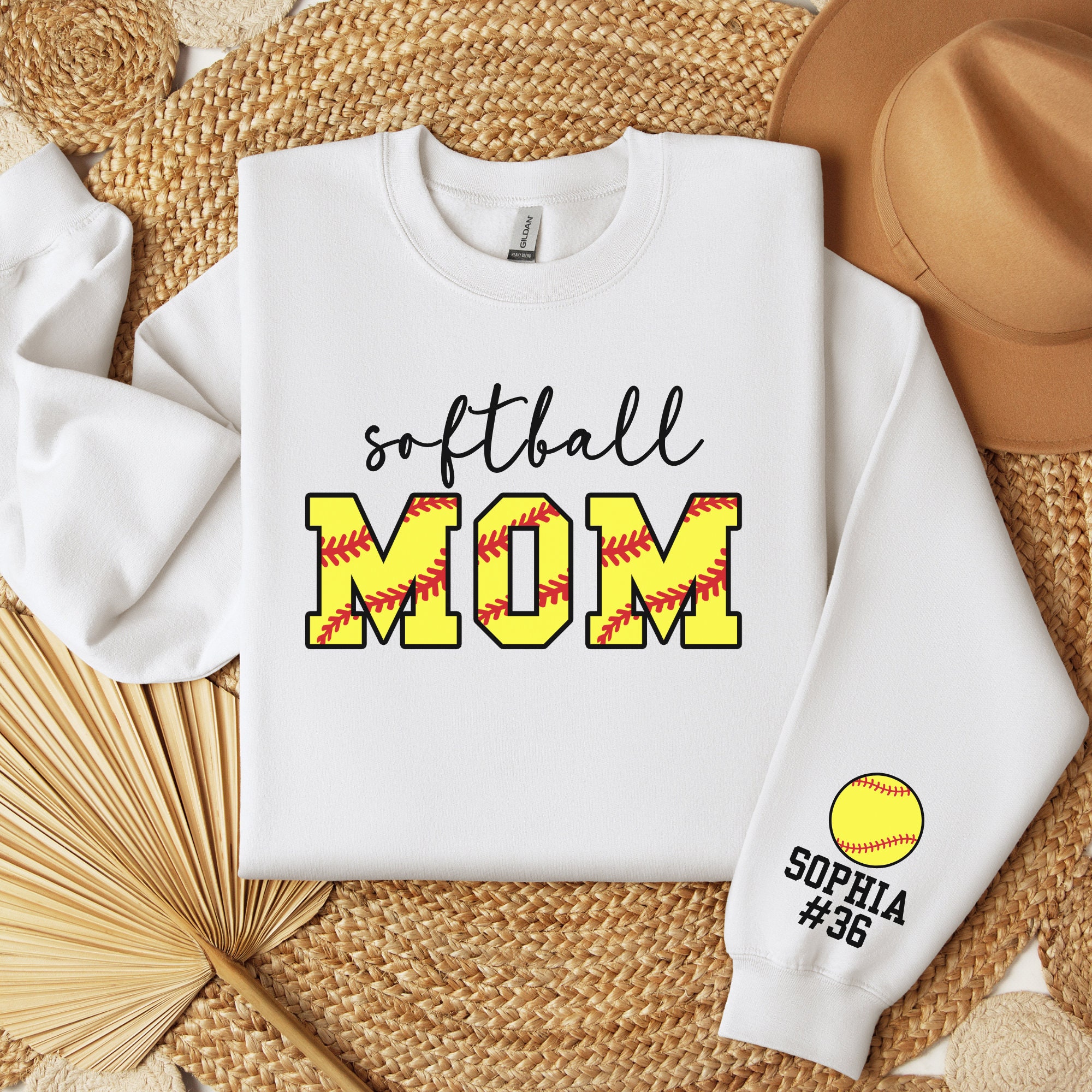 Softball Mom Sweatshirt Softball Mom Shirt Custom Name Sleeve ...