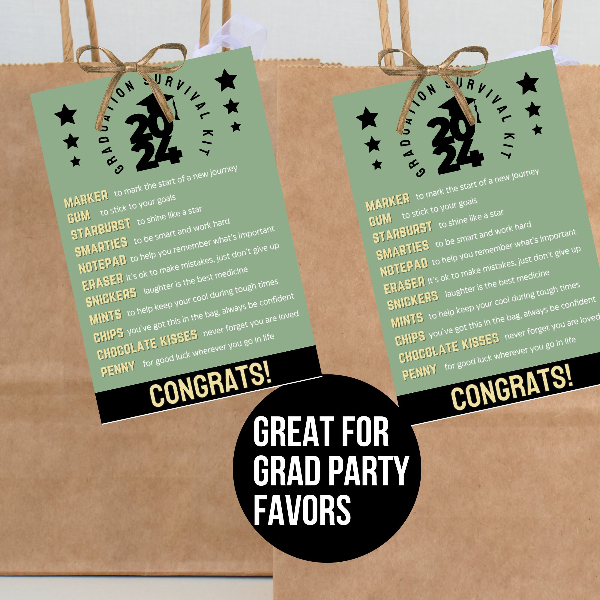 Graduation Survival Kit Printable Gift Tags Graduation Party Favors ...