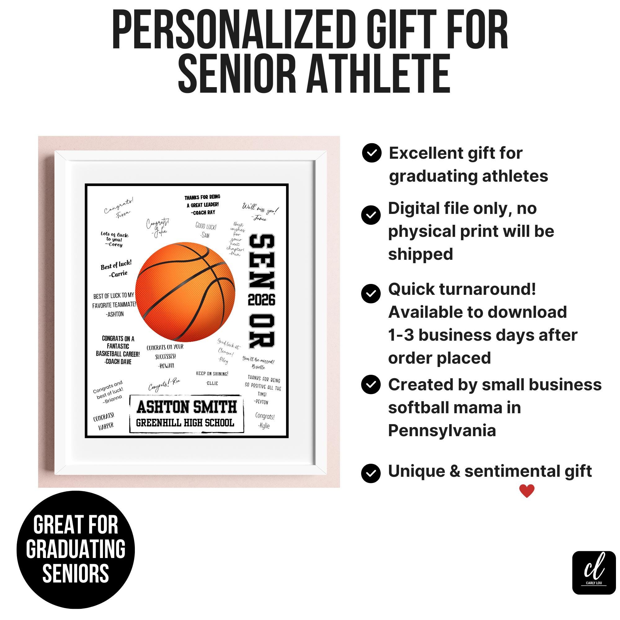 Basketball Senior Poster, Personalized Senior Night Sign, Basketball ...