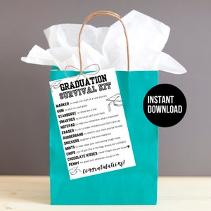 Graduation Survival Kit Gift Tags Graduation Party Favors High School ...