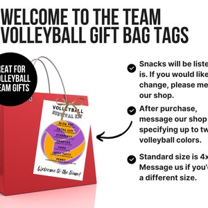 Custom Volleyball Team Gift Tag Printable Welcome to Team Survival Kit ...