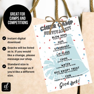Cheer Camp Survival Kit Printable Bag Tag for Cheer Gift Bags Cheer ...