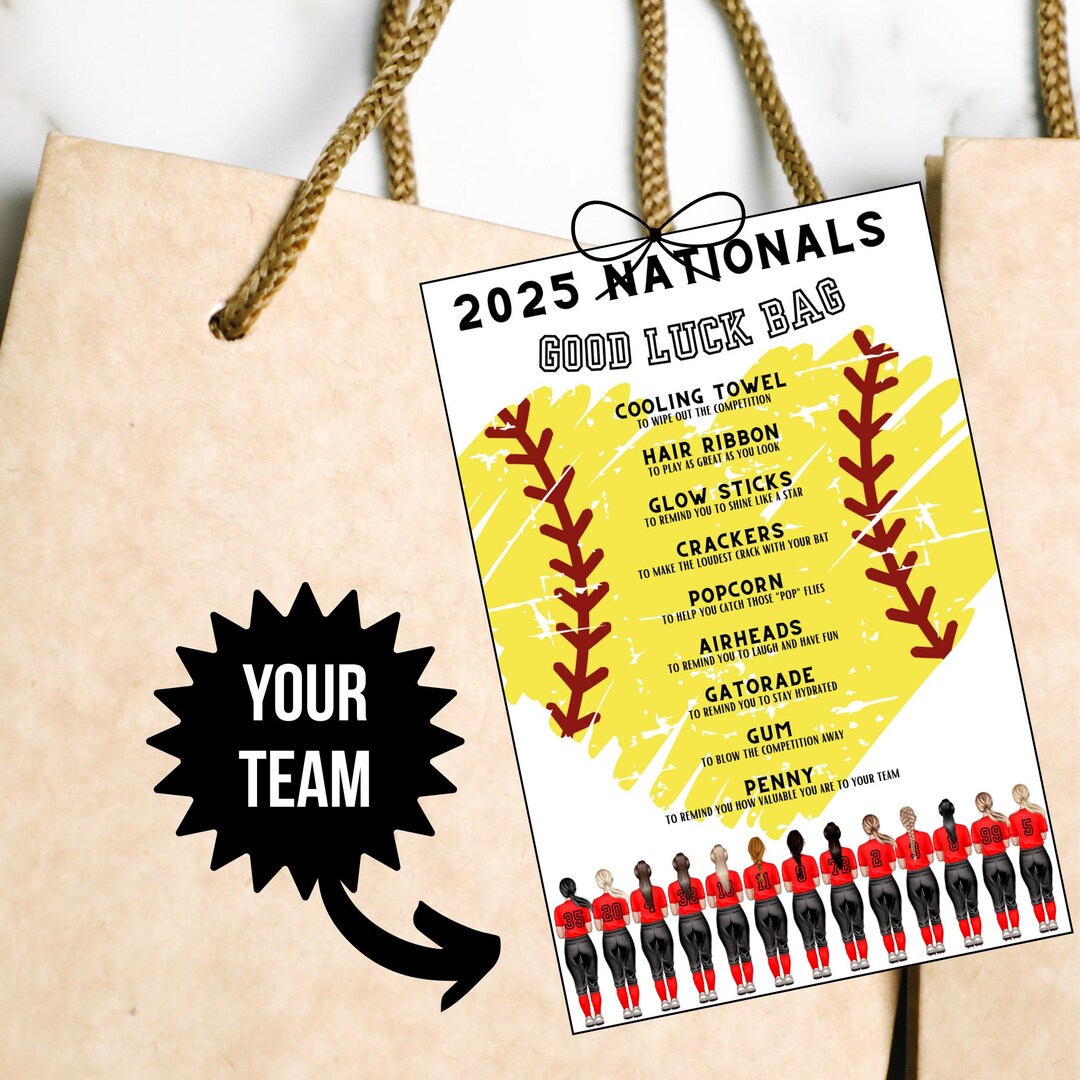 Softball Survival Kit Bag Tag Printable | Softball Team Gift Tag ...