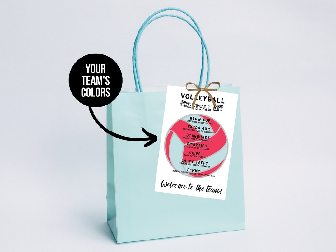 Custom Volleyball Team Gift Tag Printable Welcome to Team Survival Kit ...