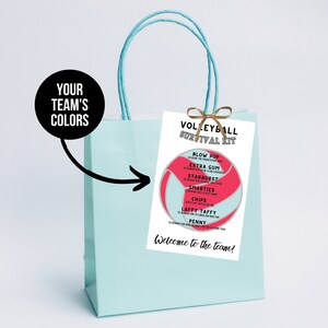 Custom Volleyball Team Gift Tag Printable Welcome to Team Survival Kit ...