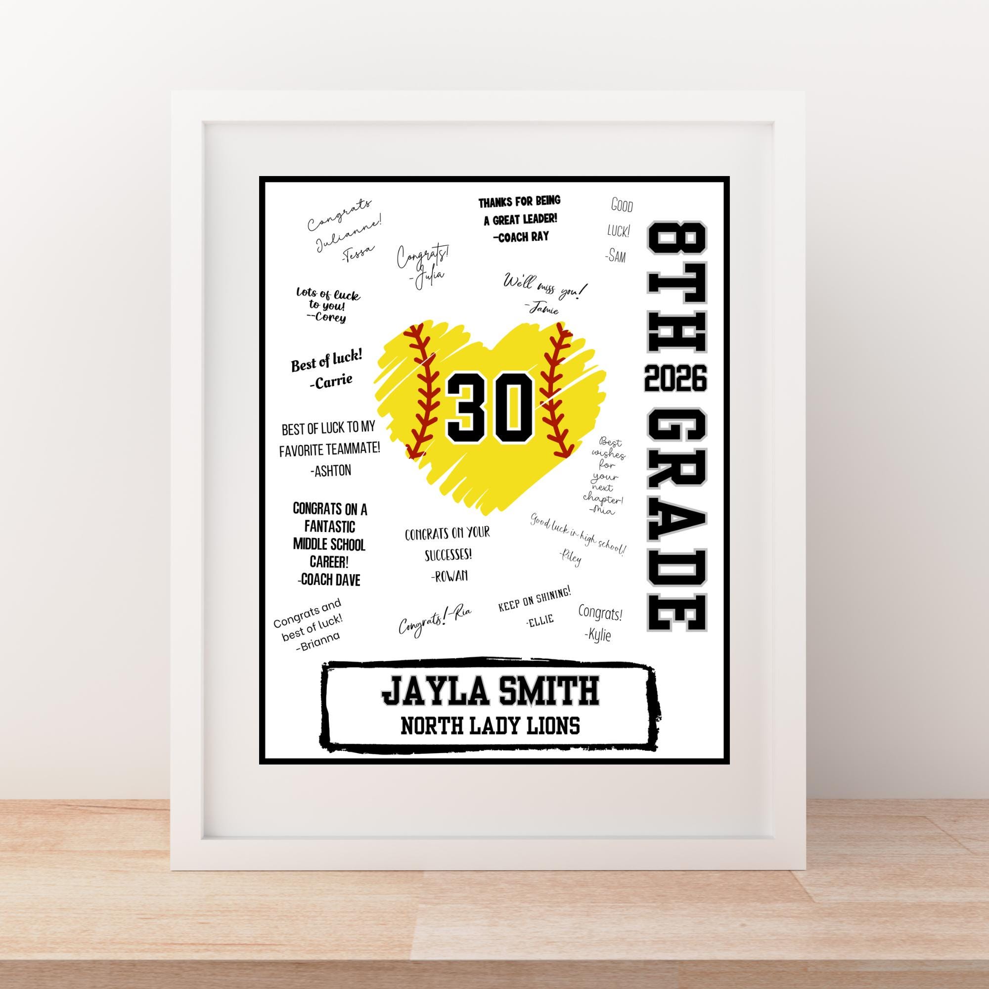Custom Softball 8th Grade Night Poster, 8th Grade Graduation ...