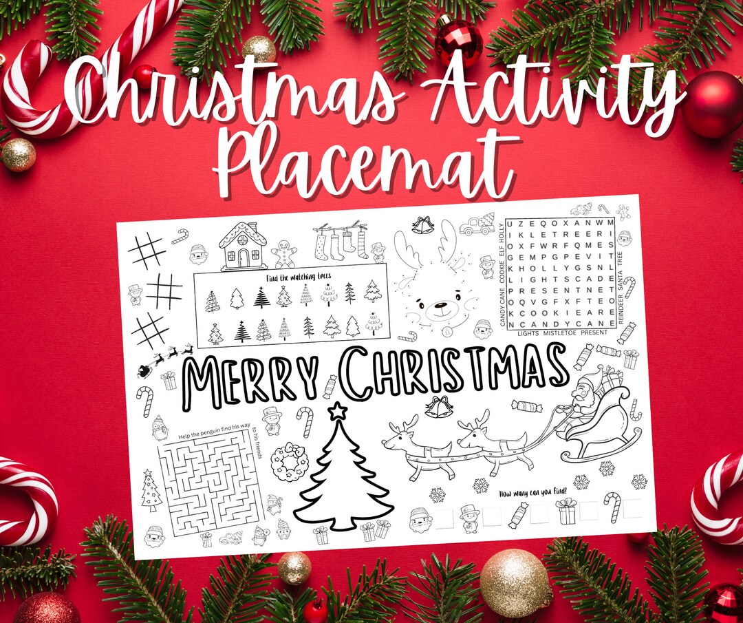 Christmas Activity Placemat - PDF, SVG - Etsy