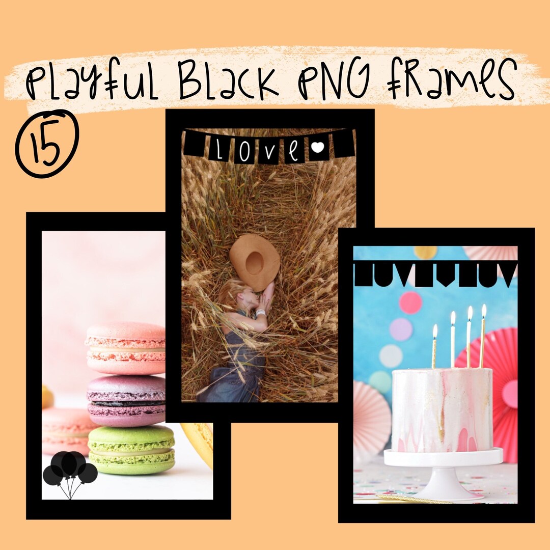 Playful Black Transparent Rectangle PNG Clipart Frames - Set of 15 - Etsy