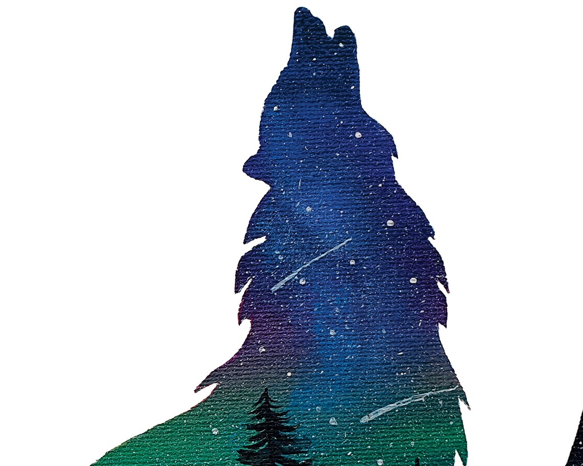 Printable Wolf Silhouette Wall Decor Night Forest Digital - Etsy
