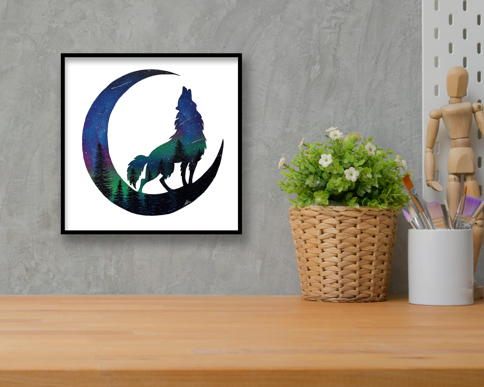 Printable Wolf Silhouette Wall Decor Night Forest Digital - Etsy