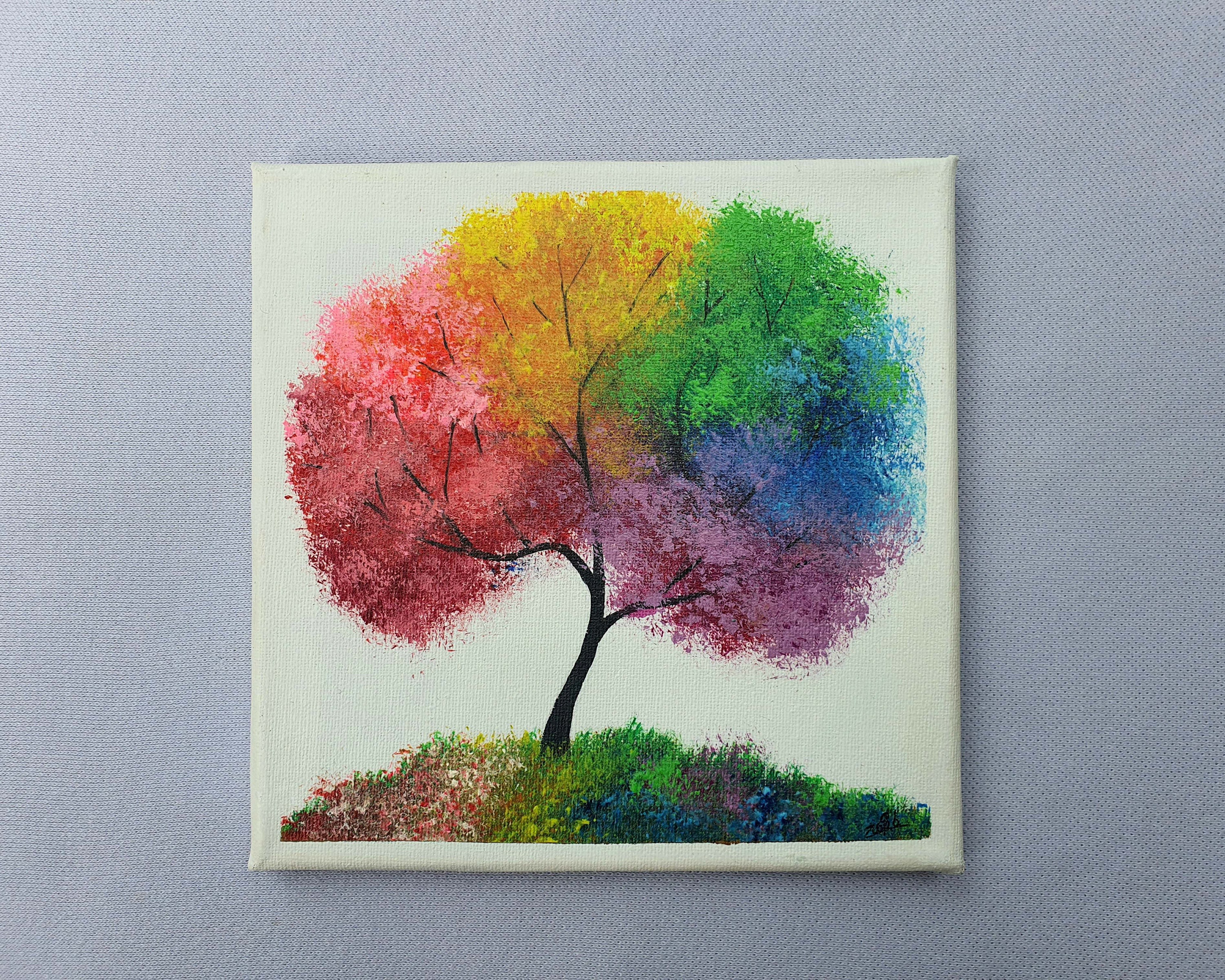 Rainbow tree painting store