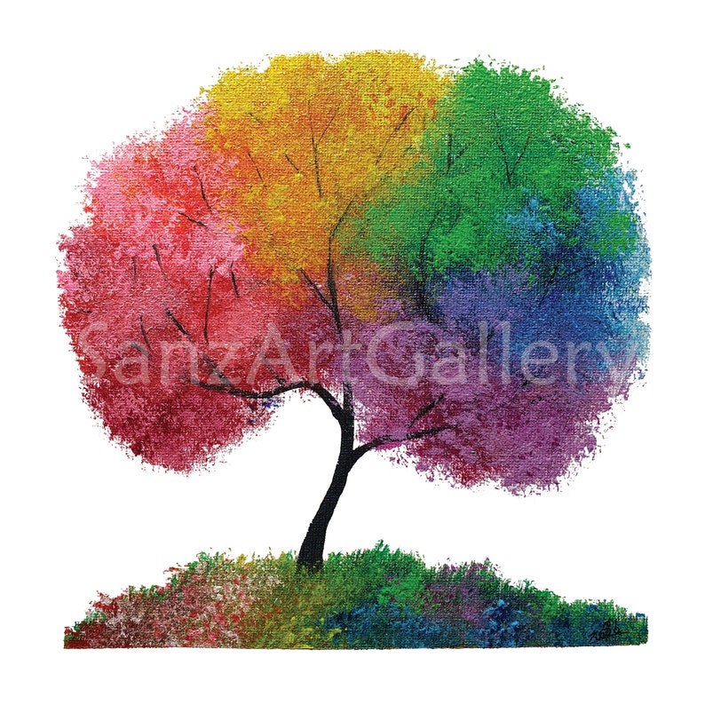 Printable Colorful Tree Painting Rainbow Tree Art Print Tree - Etsy