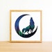 Printable Wolf Silhouette Wall Decor Night Forest Digital - Etsy