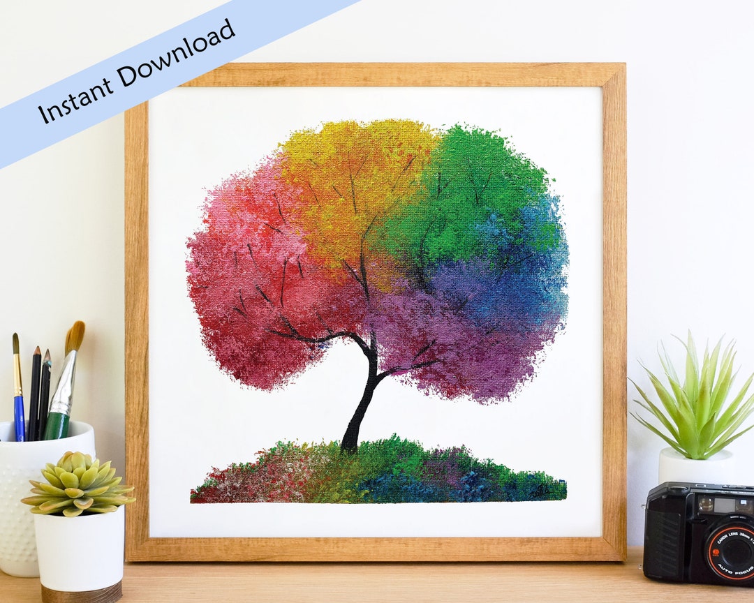 Printable Colorful Tree Painting Rainbow Tree Art Print Tree - Etsy