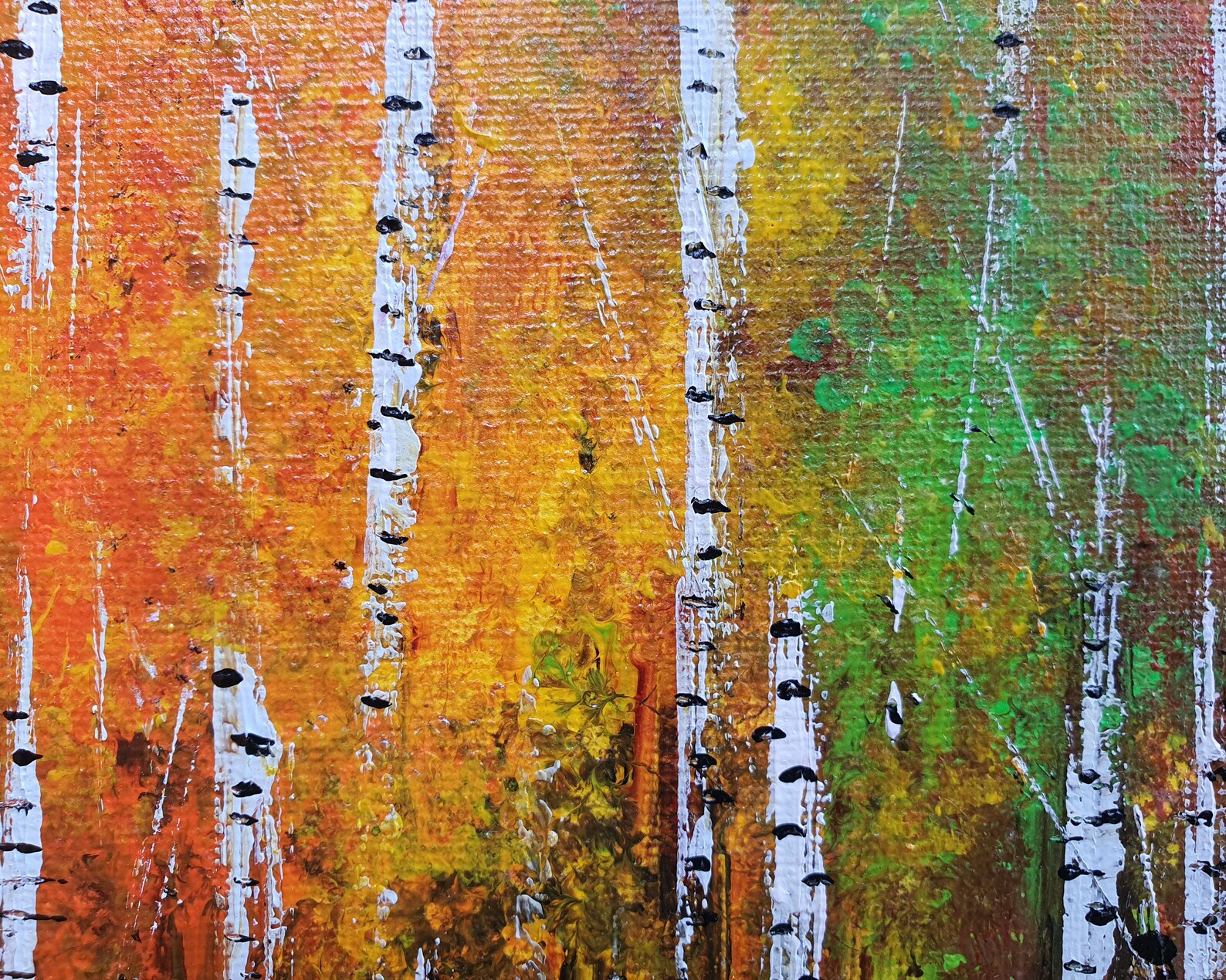 Autumn Forest Painting, Original Acrylic Painting on Canvas, Birch Tree ...