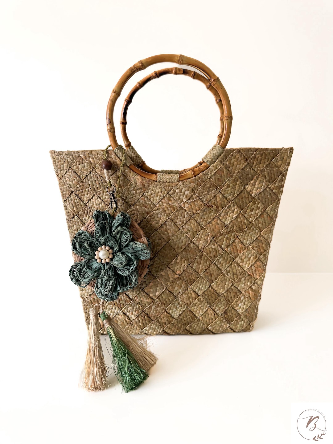 Philippines Bayong Bag | Handwoven Expandable Tote Bag With Round Wood ...